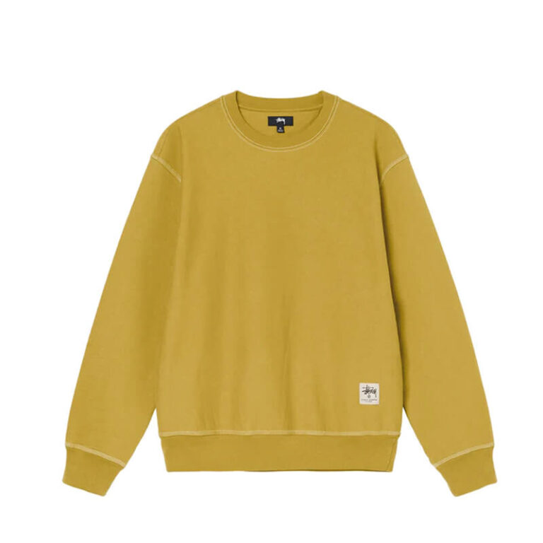 STUSSY Contrast Stitch Label Crew - Gold | TheRoom