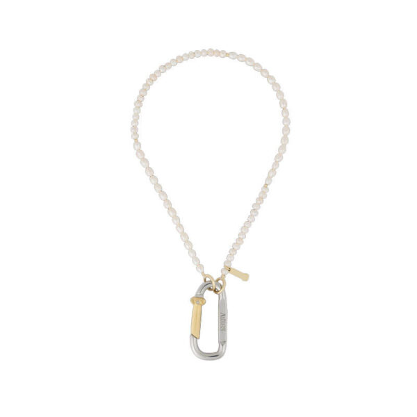 THEROOM | ARIES Mini Carabiner Pearl Necklace - Silver